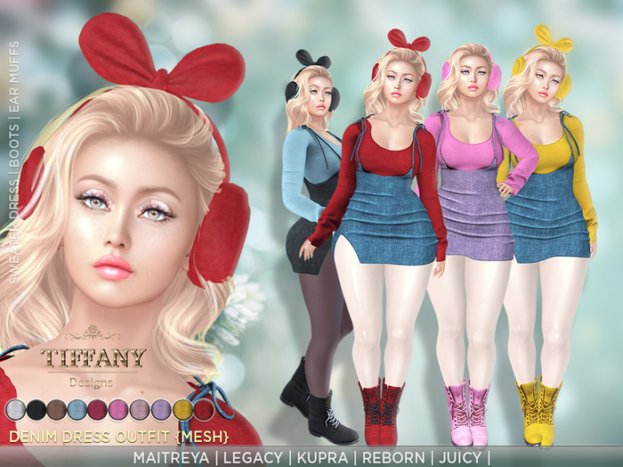 Second Life Marketplace Td Denim Dress Outfit {mesh}